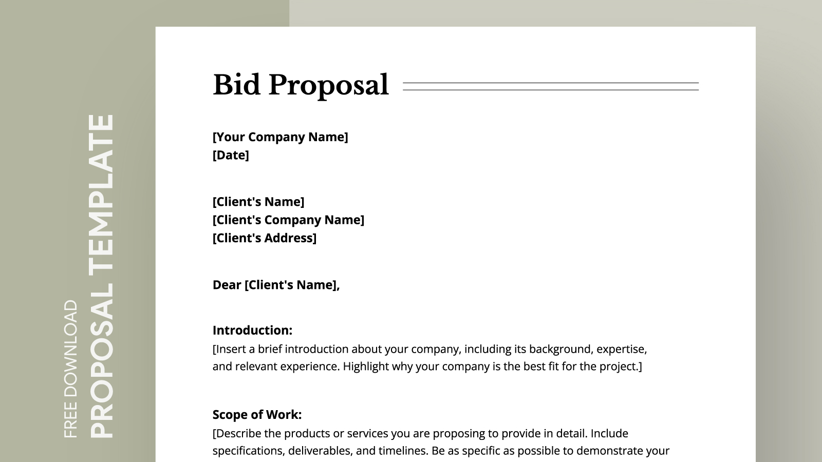 How To Write A Bid Proposal Template